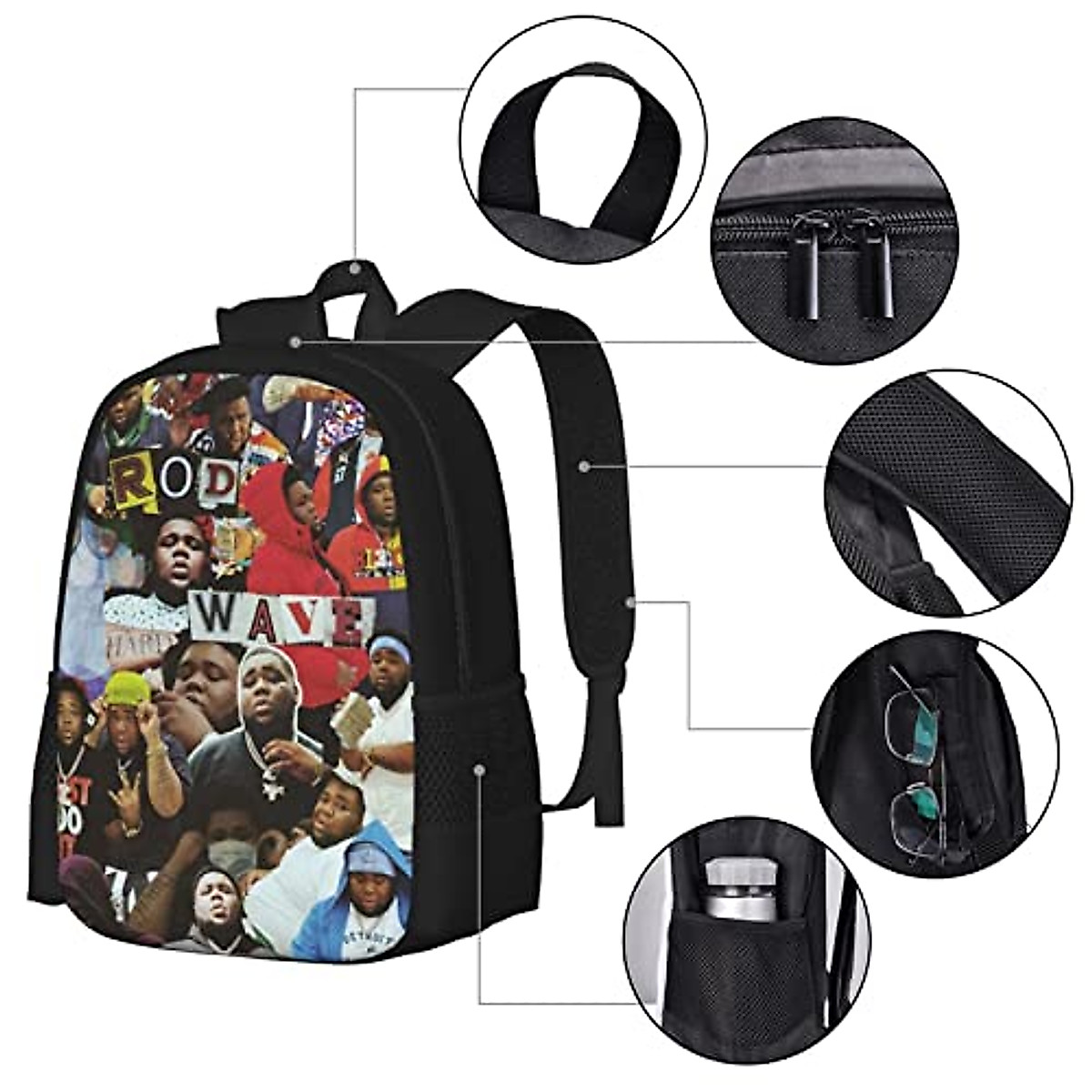 Rod Wave Backpack Student Bookbag Laptop Daypack For School Men Women Casual Travel