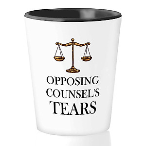 Bubble Hugs Lawyer Shot Glass 1.5oz - Opposing Counsel's Tears - Law Student Law School Attorney Advocate Plaintiff Defense