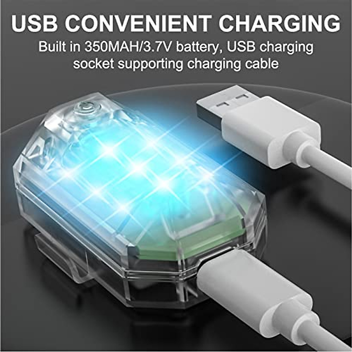 2PCS LED Strobe Drone Lights with Remote, 7 Colors Drone Anti-Collision Light Rechargeable, Night Warning Lights for Drone, Motorcycle