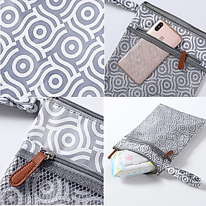 MOMIGO Wet Dry Bags for Baby Cloth Diapers - Reusable, Washable for Stroller, Diapers, Toiletries, Travel Bags, Beach, Pool, Gym Bag with Two Zippered Pockets (Grey)