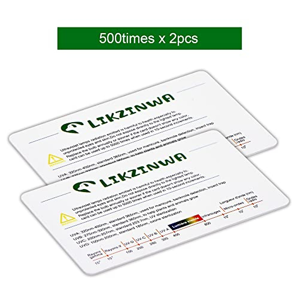 LIKZINWA UVB Sensor Card, 2-Pack Test Card of Reptile Lamp UV Sensor Reptile UVB Fluorescent Lamp
