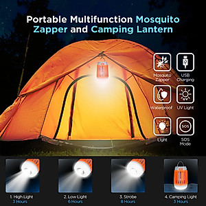 Fuzebug Rechargeable Bug Zapper Outdoor and Indoor BuzzBug Mosquito Zapper Buzzbug Mosquito Light Cordless Bug Zapper Mini Bug Zapper Bulb Solar Flashlight Camping Bug Zapper LED Light (Orange)