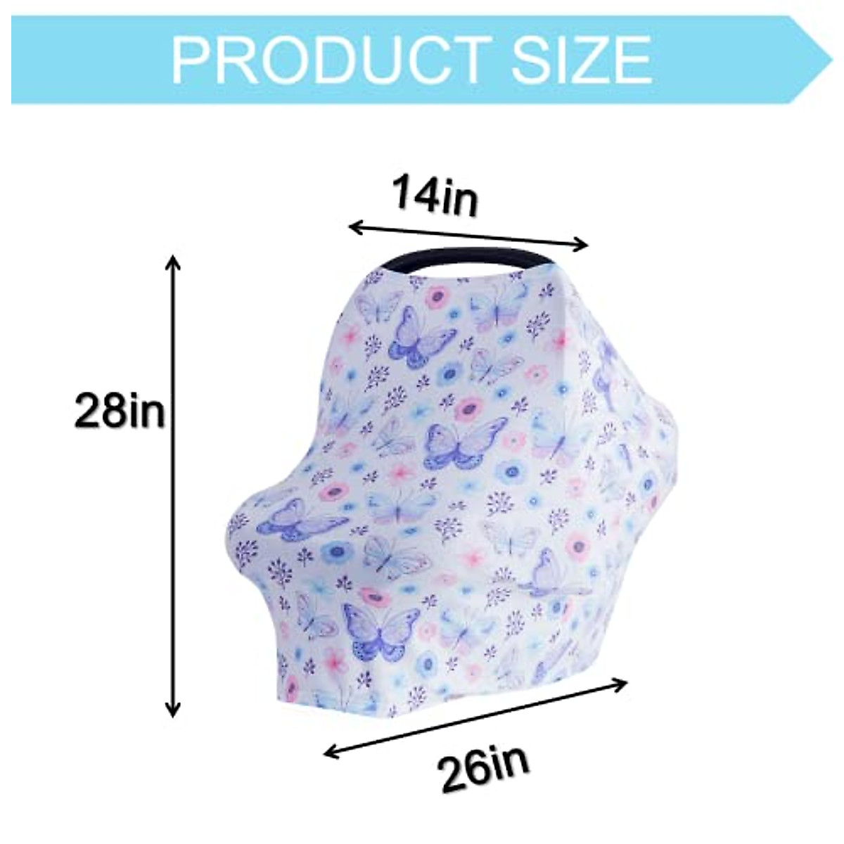 Baby Car Seat Covers Canopy Cover, Stretchy Car Seat Covers for Babies, Soft Jersey Nursing Breastfeeding Cover, Multi-use Cover Infant Carseat Canopy, Baby Boys & Girls Shower Gifts (Butterfly)