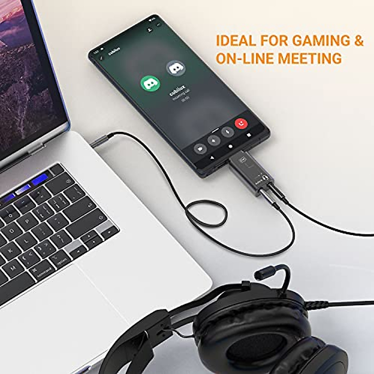 Cubilux AM-C1 Game Audio & Chat Mixer for Mixing Gameplay Audio (Gaming Console/Controller) and Voice Chat (USB C Phone Laptop) to 1 Headset, Compatible with Switch Xbox One/360 PS4/PS5 Discord