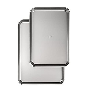 Goodful Nonstick Cookie Baking Sheet Set, Heavy Duty Carbon Steel with Quick Release Coating, Made without PFOA, Dishwasher Safe, 2-Pack Bakeware Set, 17-Inch x 12-Inch and 15-Inch x 10-Inch, Gray