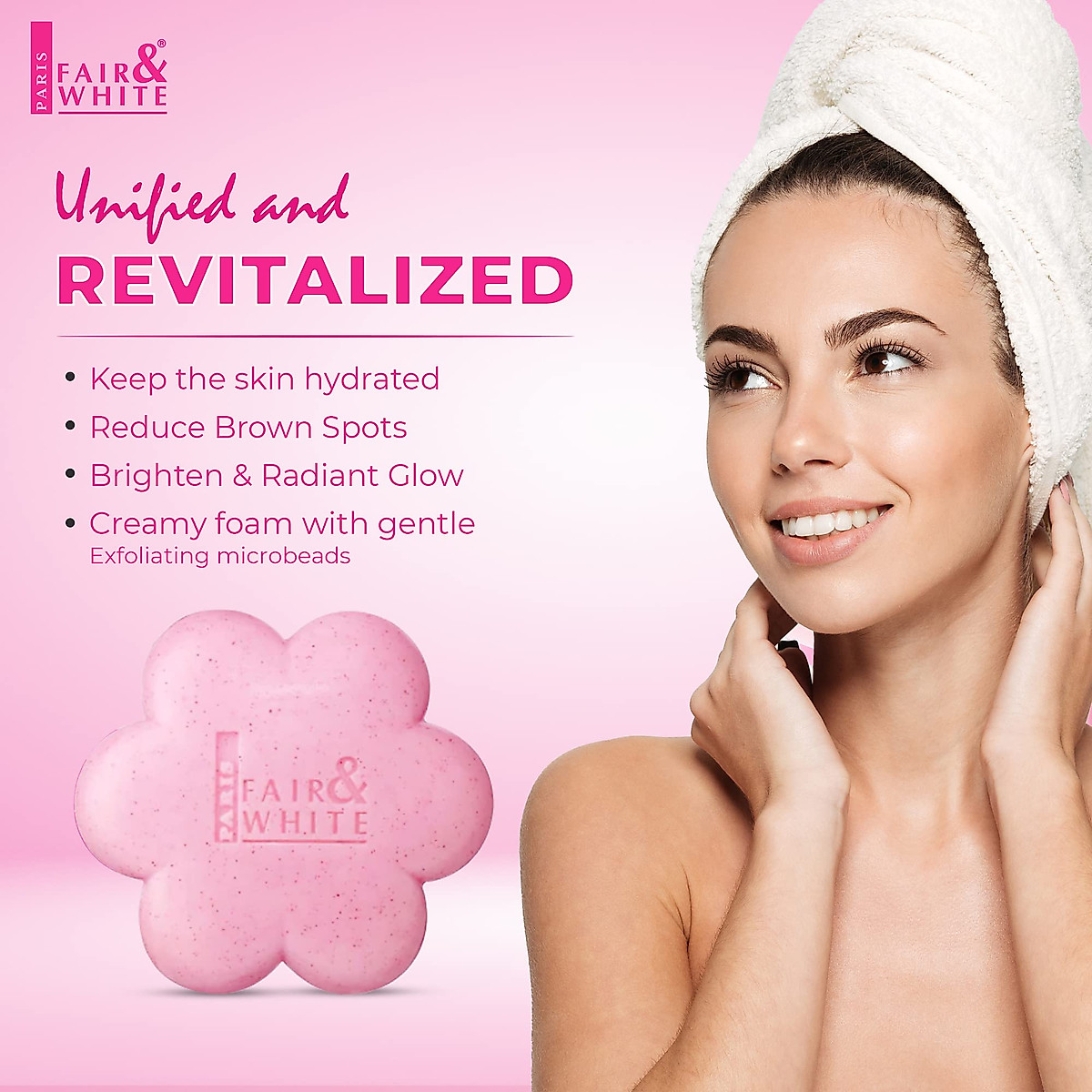 Fair & White So White Skin Brightening Soap - 200g / 7 oz - Exfoliating Soap, Helps to Reduce Blemishes on: Body, Knees, Underarms, Armpit