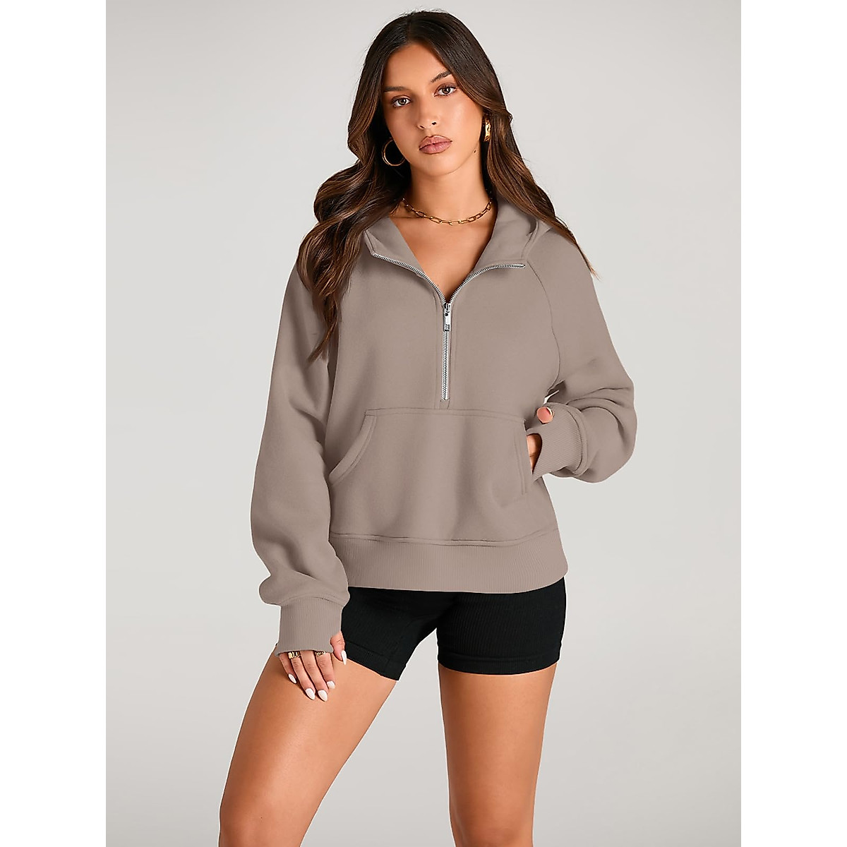 AUTOMET Hoodies Sweatshirts for Women Quarter Half Zip Up Pullover Sweaters Cropped Trendy Fall Outfits Winter Clothes Fashion 2024