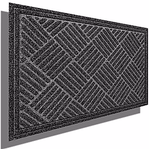 Amagabeli Large Outdoor Door Mats Rubber Shoes Scraper 36" x 24" for Front Door Entrance Outside Doormat Patio Rug Dirt Debris Mud Trapper Waterproof Out Door Mat Low Profile Washable Carpet BG038