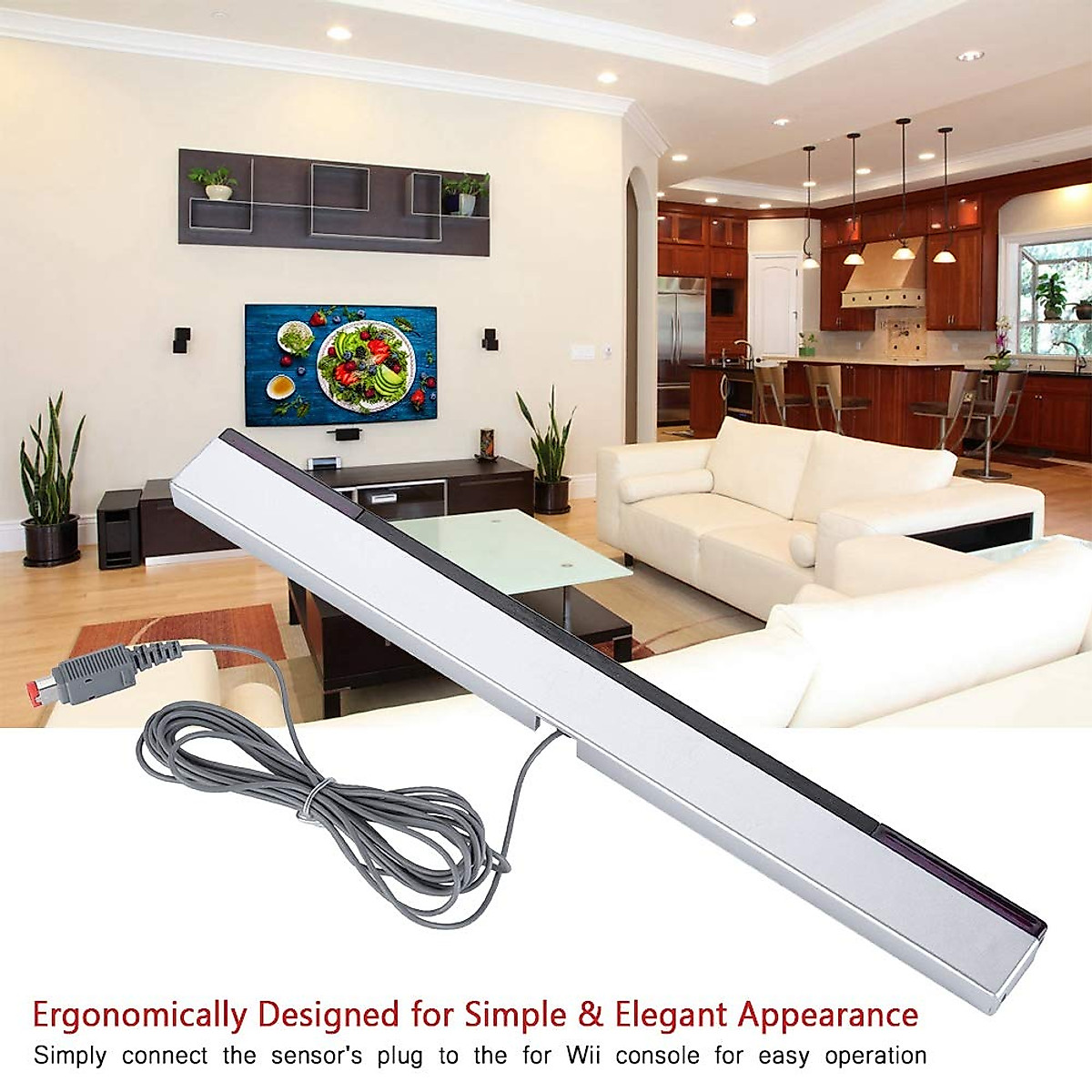 Wired Infrared Ray Sensor Bar, Sensor Bar for Wii System Wired Receiver & Standcfor Nintendo WII Console
