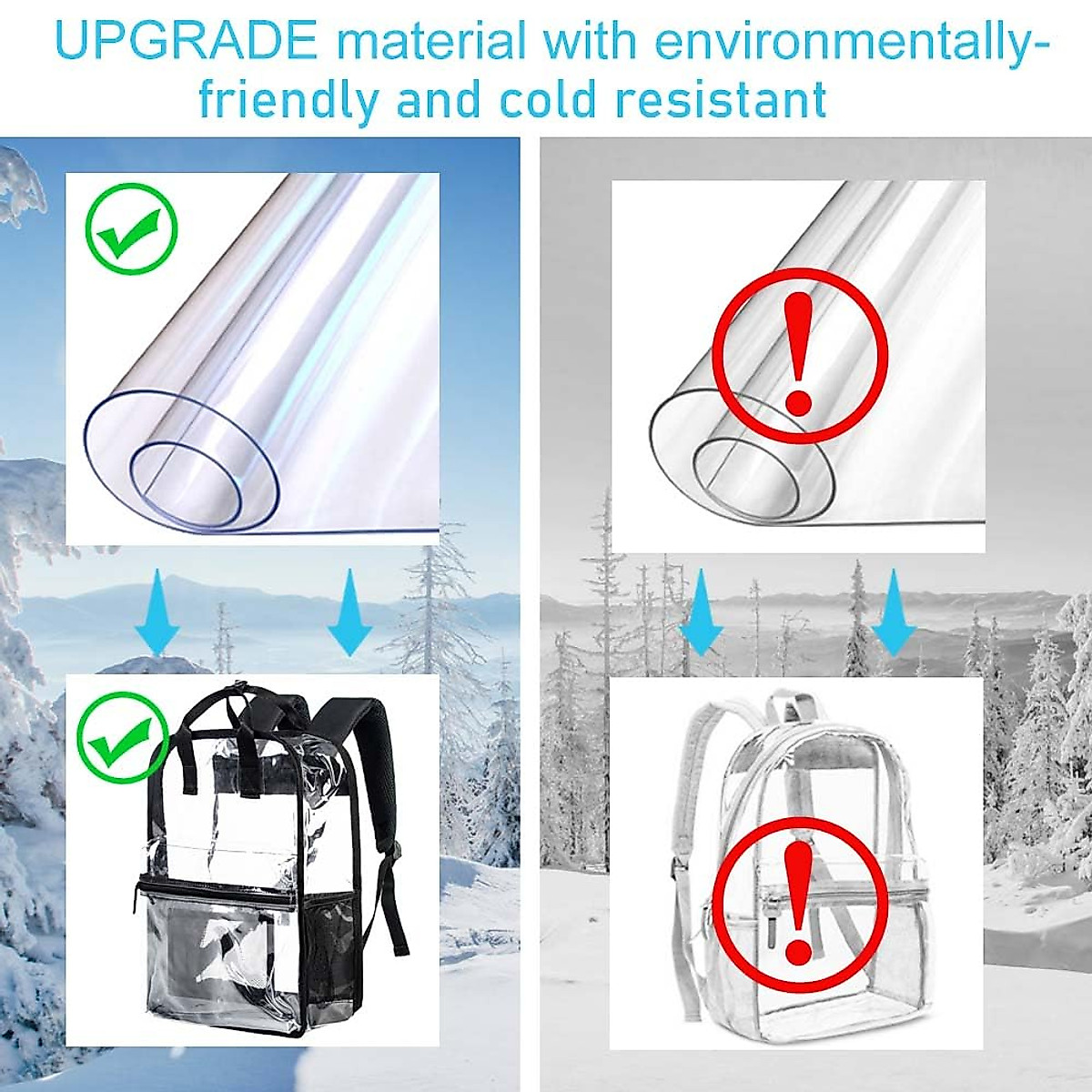 ZLYERT Clear Backpack, Heavy Duty Transparent Bookbag, Large See Through PVC Backpacks for Women and Men - Black