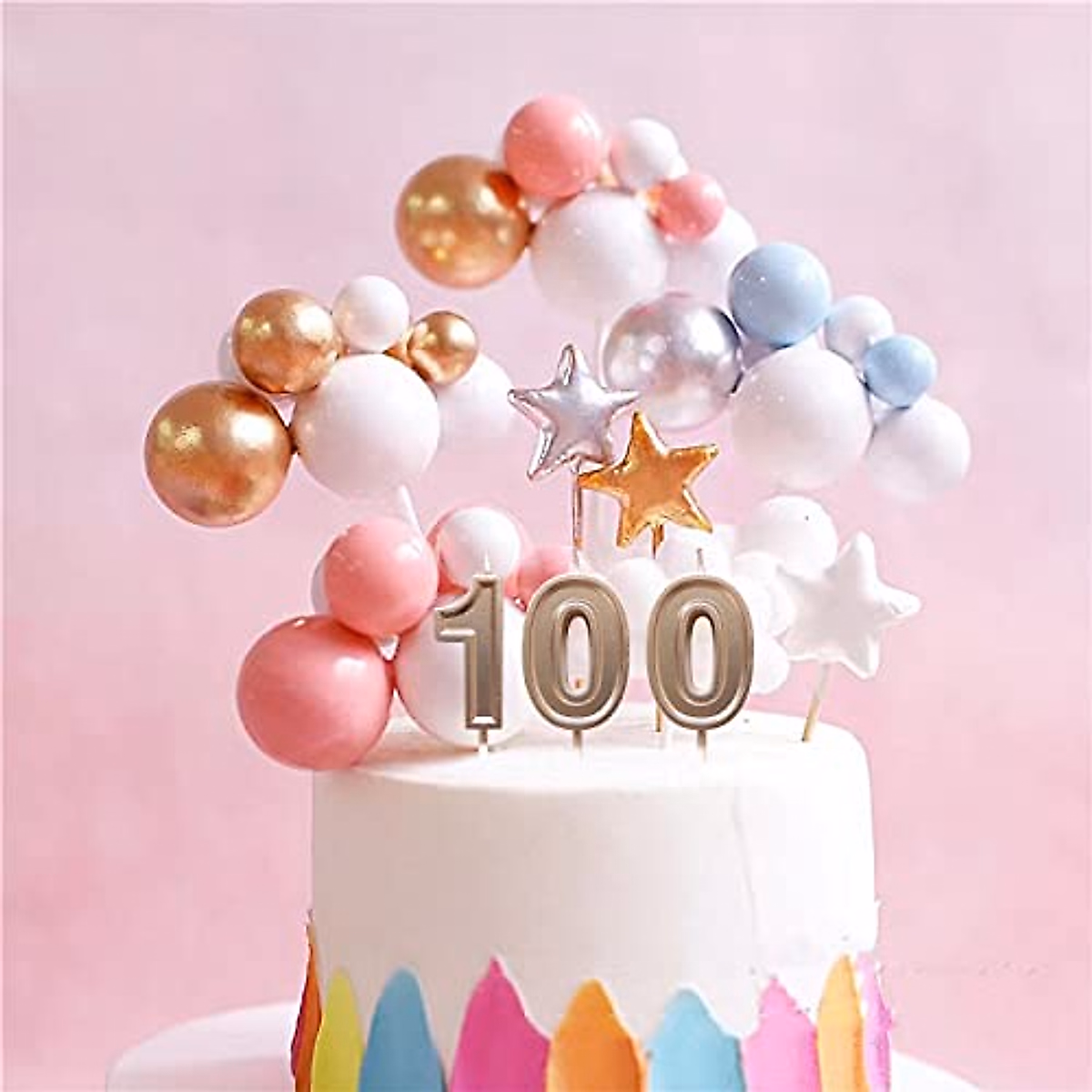 Rose Gold 100th Birthday Candles, Number 100 Candles for Cakes, Happy 100 Days or Years Cake Topper Numeral Candle for Birthday Anniversary Celebration Decoration Party Supplies