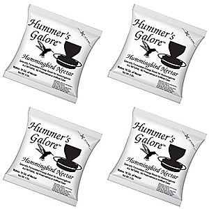 Hummer's Galore Hummingbird Food - Ready-to-Mix Hummingbird Nectar, All-Natural Nectar Collector Formula, 4 Packets, Makes 64 Ounces, No Preservatives or Dyes