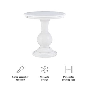 Powell White Pedestal Accent Table Pickins Round