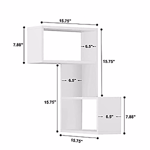 RANK Corner Shelf Wall Mounted, White Corner Shelves, Floating Corner Bookcase, Wall Storage Shelves for Wall Decor Living Room, Bedroom, Bathroom