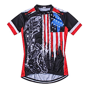 Shenshan Cycling Jersey Men USA Bike MTB Bicycle Wear Cycling Clothing Black Red XXL