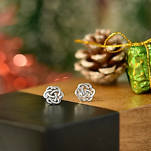 AeraVida Interlocking Celtic Knot Sterling Silver Stud Earrings for Women, 10mm, Small Earring, Tiny Earring