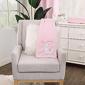 NoJo Little Love Sweet Llama & Butterflies Super Soft Pink Baby Blanket with Applique & Embroidery, Pink, Ivory