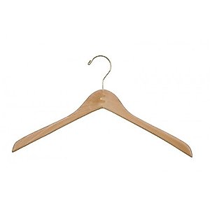 NAHANCO 11-17GH Wooden Jacket Hangers, Concave withgold Hardware, 17", Natural Finish (Pack of 100)