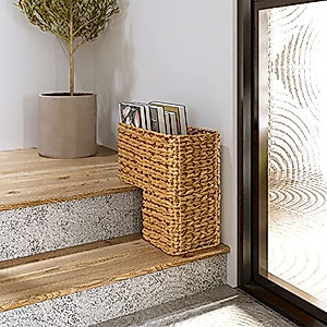 Woven Stair Step Basket | Multi Story House Wicker Storage Baskets for Stairsteps - Shoe Organizer, Laundry Gathering Basket, Hyacinth Storage Basket, Toy Storage - By MadeTerra (Natural)
