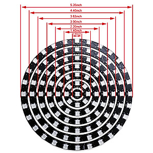 Treedix WS2812B 5050 RGB LED Ring Light 109 LEDs 7 Rings Matrix Individually Addressable Full Dream Color DC 5V for Arduino and Raspberry Pi