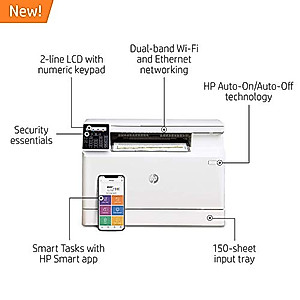 HP Color LaserJet Pro M182nw Wireless All-in-One Laser Printer, Remote Mobile Print, Scan & Copy (7KW55A) (Renewed)