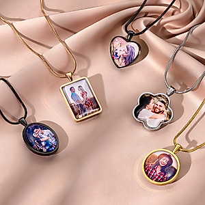 Fanery Sue Customized Double-side Picture Necklaces,Personalized Photo Necklaces for Women Men,Custom Photo Pendant with Memory Pictures -Meaningful Jewelry Gifts to Record Love (Golden Heart)