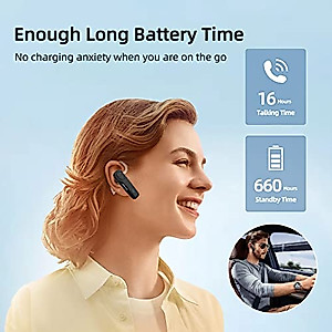 IDOERLEETEK Bluetooth Headset, S30 Bluetooth Earpiece Wireless Handsfree V5.1 Ultralight with Microphone 16 Hours Driving Headset Compatible with iPhone Android Cell Phone Laptop Tablets - Black