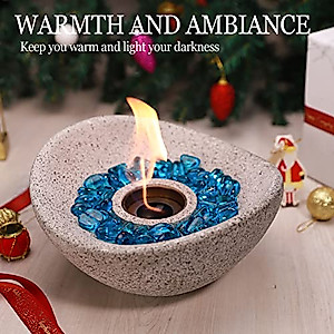 Table Top Fire Pit Bowl – Concret Tabletop Fire Bowl for Indoor and Outdoor, Portable Personal Fireplace Rubbing Alcohol for Patio Coffee Table Decor