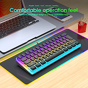 Snpurdiri 60% Wired Gaming Keyboard, Pudding Keycaps with Translucent Layer,RGB Ultra-Compact Mini Keyboard, Waterproof Small 61 Keys Keyboard for Office/Gaming(Black)