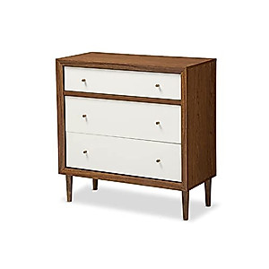 Baxton Studio FP-6782-Walnut/White chests-of-Drawers, Medium, White and Walnut