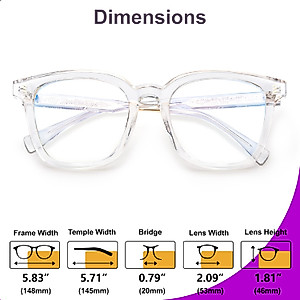 VISOONE Square Classic Blue Light Blocking Glasses with Non Prescription Anti Glare For Women and Men NOE