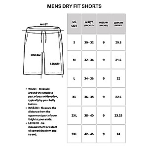 Real Essentials Mens Dry Fit Shorts Dri Active Wear Short Men Athletic Performance Basketball 9 Inch Inseam Sweat Tennis Soccer Running Essentials Gym Casual Workout Sports, Set 5, L, Pack of 5