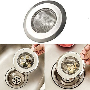 Arology 3 PCS Kitchen Sink Strainer - Stainless Steel Mesh, Large Wide Rim 4.5" Diameter, Rust-Free, Prevent Clogging, Perfect for Garbage Disposals