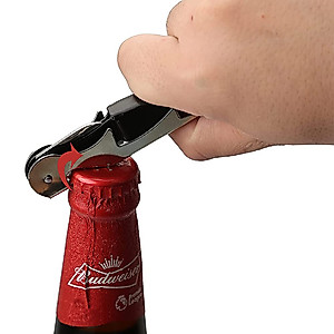 3 in 1 Wine Key, Corkscrew, Bottle Opener, Beer Opener, Wine Key for Bartenders, Corkscrews for Wine Bottles, Waiters Corkscrew and Foil Cutters for Sommeliers, Waiters and Bartenders, Black