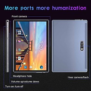 pstuiky Hd 10.0-inch Tablet Computer 8-core Android 5.1 Ultra-Thin Screen Face-Recognition Learning Small Game Video Office Tablet Supports Sim Communication Function 4000mAh Battery (Blue)