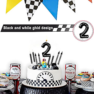 Racing Cars 2nd Birthday Candle, Racing Number 2 Cake Candle Birthday Cake Topper for Racing 2nd Birthday Party Decorations