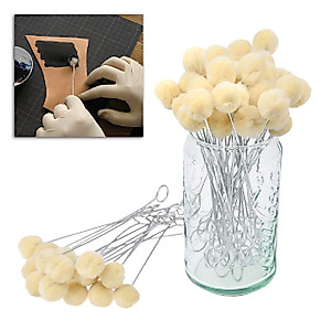 Kare & Kind Wool Daubers - 50 pcs Pack - Leather Dye Applicator - Leatherwork Tools - Wool Balls with Metal Handle - DIY, Art Projects, Crafting, Shoe Polish
