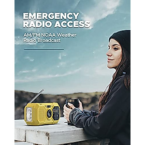 Emergency Weather Radio with Hand Crank Solar Cell Phone Charger, Portable 3500mAh Power Bank NOAA/AM/FM Radio,Battery Power Weather Alert Radios with Flashlights for Emergencies Radio Survial
