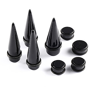 Memsion Ear Stretching Kit Gauges 24 Pieces Big Gauges 00G-20mm Ear Gauges Expander Set Acrylic Ear Tapers and Plugs Body Earring Piercing Kits Black Color