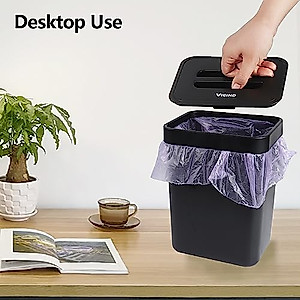 VIGIND Hanging Small Trash Can with Lid Under Sink for Kitchen, 5 L/ 1.3 Gallons Plastic Waste Basket,Food Waste Bin,Kitchen Compost Bin for Counter Top,Bathroom/Office (Black)
