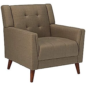 Christopher Knight Home Evelyn Mid Century Modern Fabric Arm Chair, Mocha, Walnut