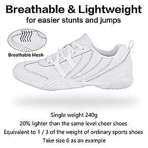 CADIDL Cheer Shoes Girls Cheerleading Dance Shoes Flats Walking Sneakers White 1 (M) US