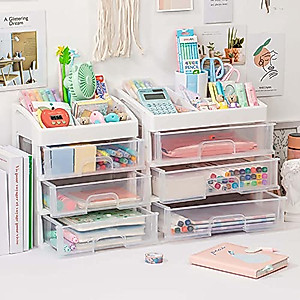 MLAFE Kawaii Organizer Kawaii Cosmetic Storage Box Kawaii Drawer Storage Box Cute Storage Box Cute Organizer (Four-Story)