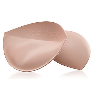 Double Scoop® Push Up Inserts w/Bonus Tape Sticky Strips, Instant Breast Implants, Replacement Bra Pads, Padded Bralette Hack, Breast Lift, Foam Bra Filler Insert, Bra Stuffer, Cup Size D (Nude)
