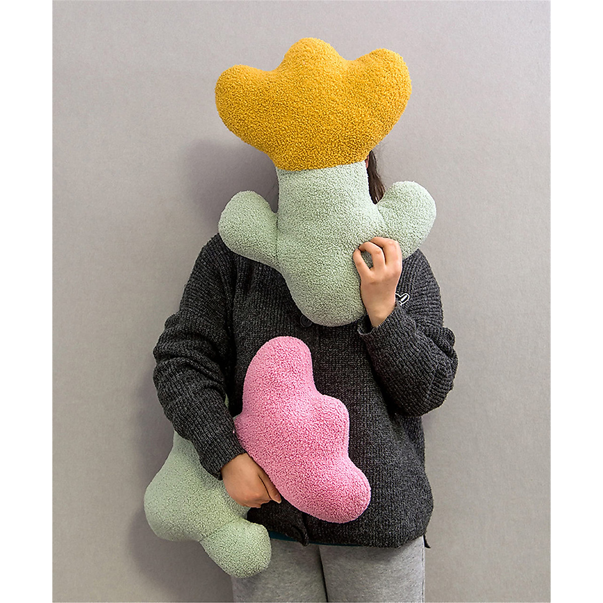 YILANLAN Flower Pillow Tulip Floor Plush Cushion Office Cushion Sofa Pillow Room Decoration (32cm*55cm, Pink)