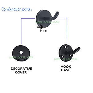 NELXULAS Classic Black Stainless Steel Heavy Duty Coat Hook, Durable Robe Hanger Wall Mount Hook, Perfect Touch Your Bathroom, Bedroom, Closets, Wardrobe, Kitchen (2", 4 PCS)