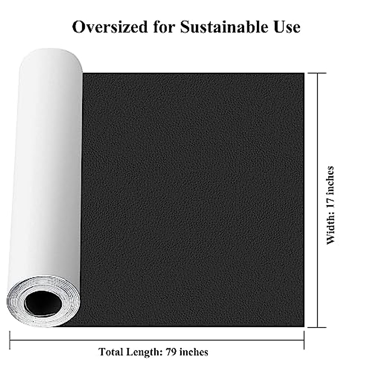 Large Leather Repair Tape (17 X 79 Inch), Self Adhesive Leather Repair Patch, Waterproof, Wear-Resisting, DIY Leather Repair Tape for Sofa, Chair, Car seat, Couches, Handbages, Furniture (Black)