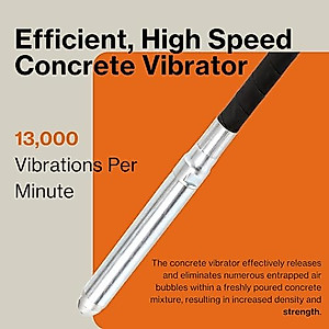 SuperHandy Concrete Vibrating Power Tool, 13k VPM, 4.9’ Ft Flex Hose Immersion Shaft, Cement Vibrator, Cordless Handheld 48V 2Ah Battery, Brushless Motor - Remove Air Bubble, Level & Mix Concrete