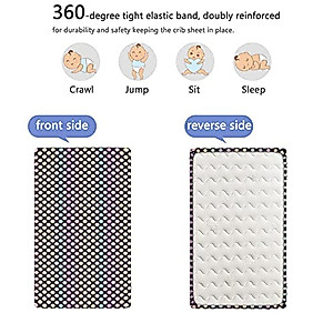 Polka Dots Themed Fitted Crib Sheet,Standard Crib Mattress Fitted Sheet Soft & Stretchy Fitted Crib Sheet-Great for Boy or Girl Room or Nursery,28“ x52“,Multicolor
