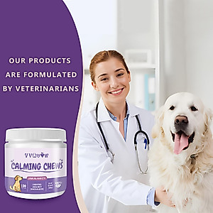 VVWVVW Calming Chews for Dogs 120PCs, Dog Calming Chews for Dog Anxiety Relief, Promote Relaxation, Aid with Separation, Barking and Sleeping, Natural Ingredients Calming Treats for Dogs